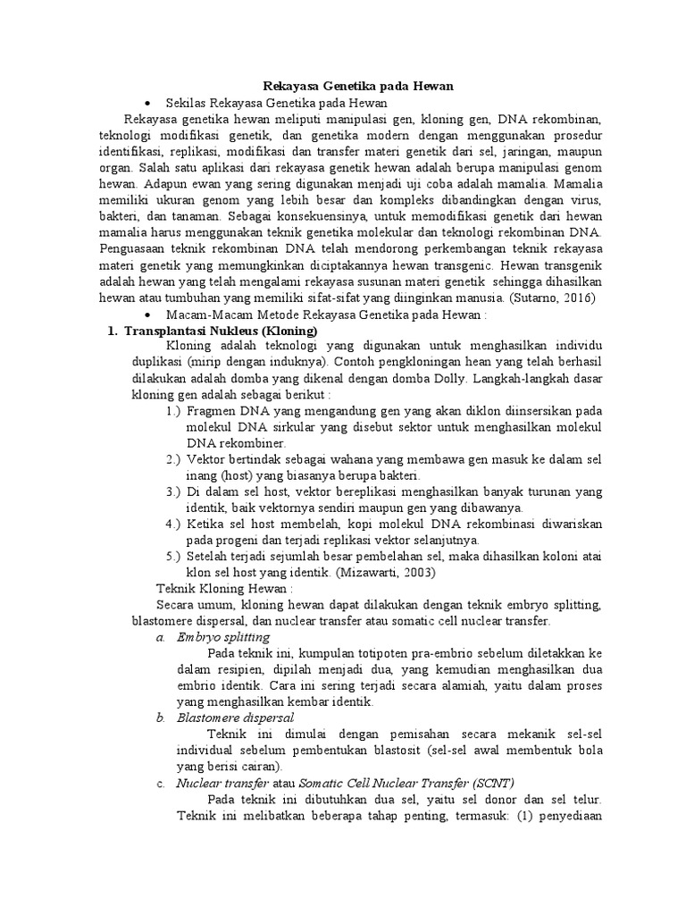 Rekayasa Genetika Pada Hewan | PDF