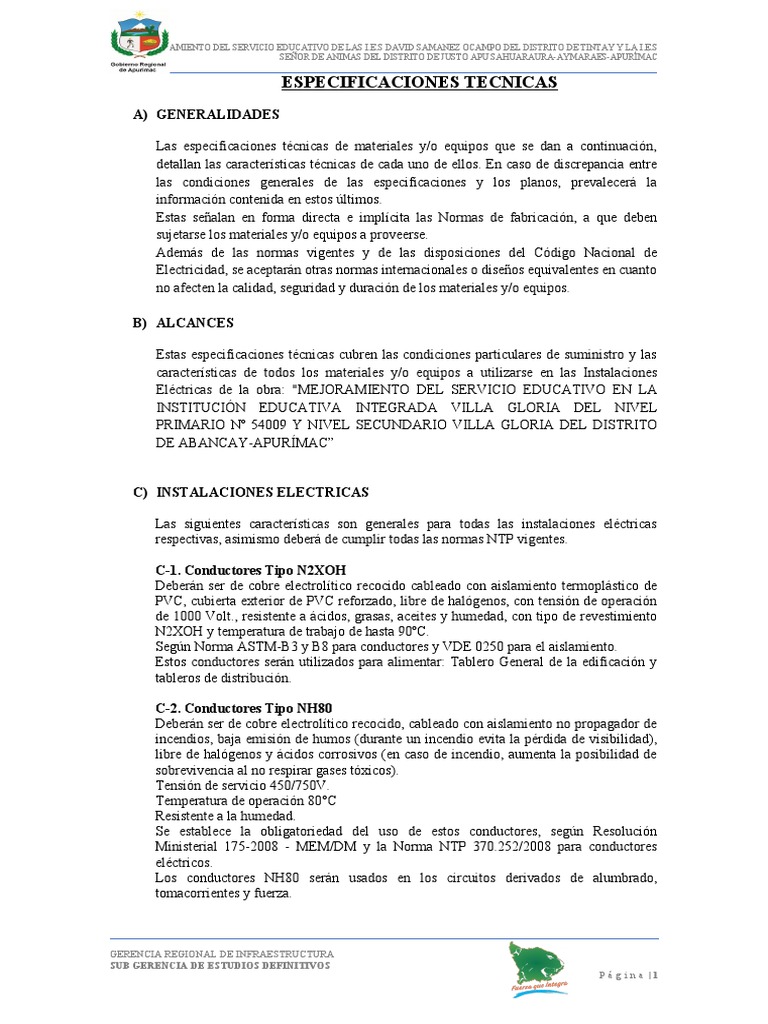Especificaciones Tecnicas Villa Gloria | PDF | Diodo emisor de luz | Tornillo