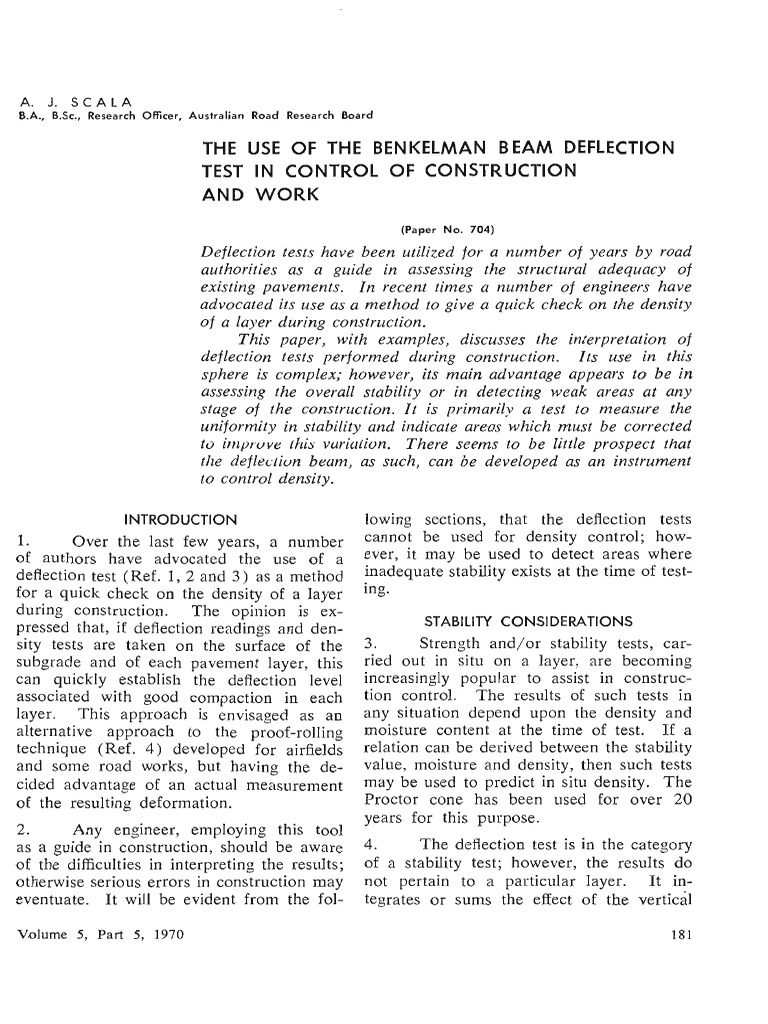 The Use of The Benkelman Beam Deflection Test in Control of ...