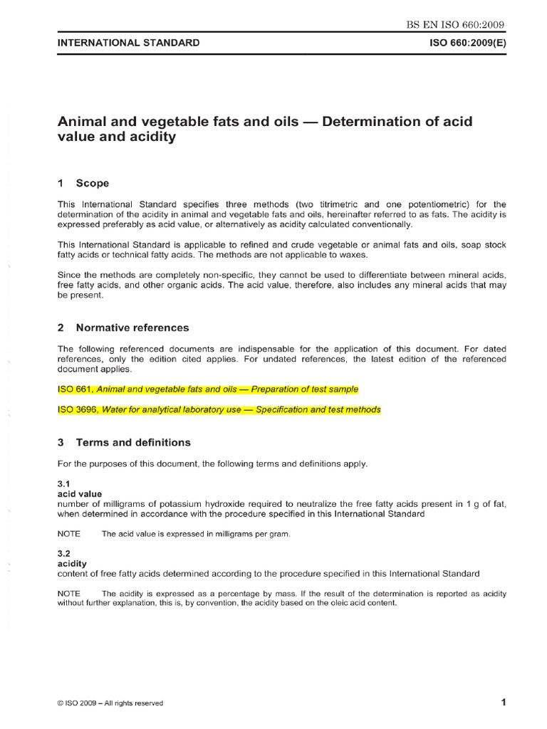 2.10 ISO 660-2009 Acidity | PDF | Titration | Chemistry