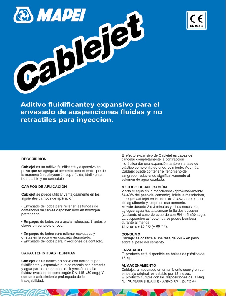 CABLEJET Español | PDF | Hormigón | Cemento