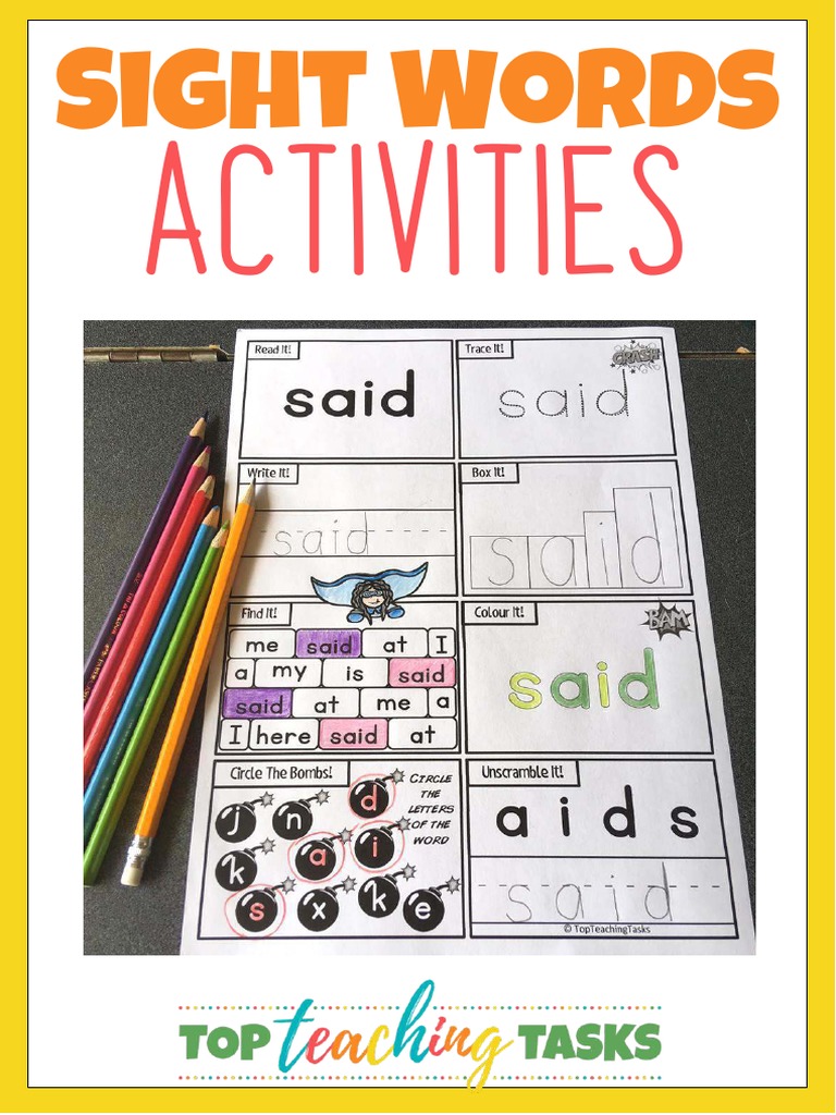 Free Sight Word Activity Sheets 1 | PDF | Copyright | Cognition