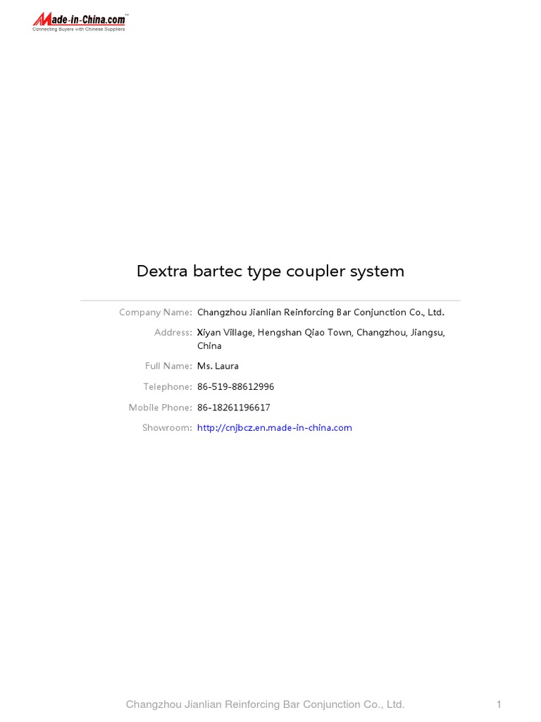 Dextra Bartec Type Coupler System | PDF