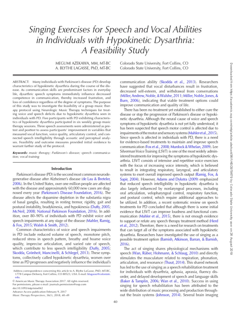 Singing Exercises For Speech and Vocal Abilities | PDF | Singing ...