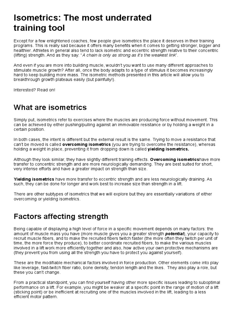 Isometrics The Most Underrated Training Tool Thibarmy | PDF | Muscle ...