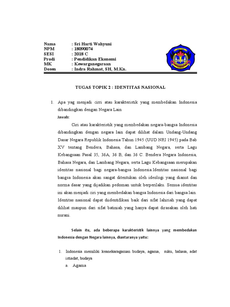TUGAS KWN tOPIK 2 iDENTITAS nASIONAL | PDF | Agama & Spiritualitas