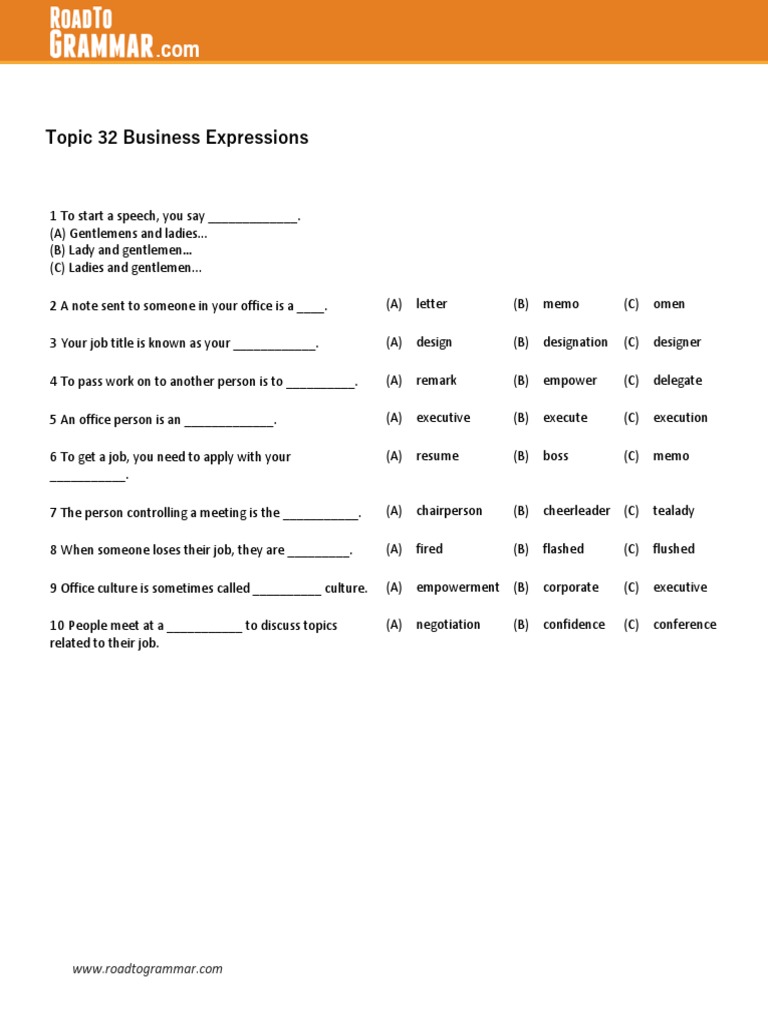 Topic 32 Business Expressions | PDF