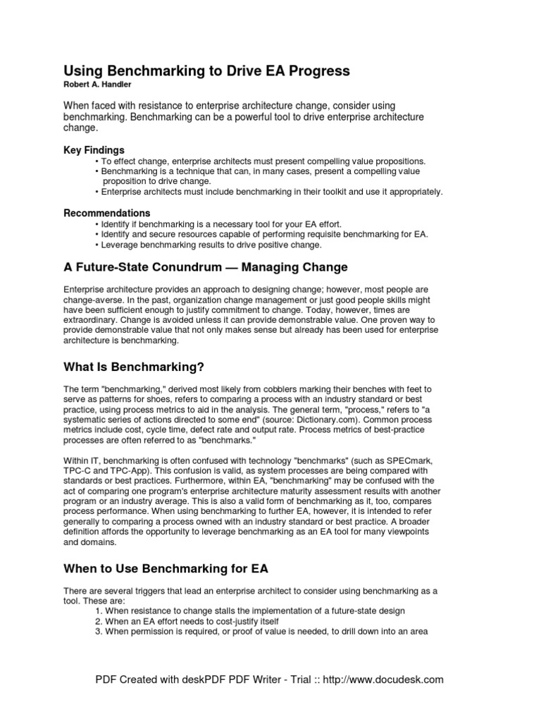 Using Benchmarking To Drive EA Progress | PDF | Benchmarking ...