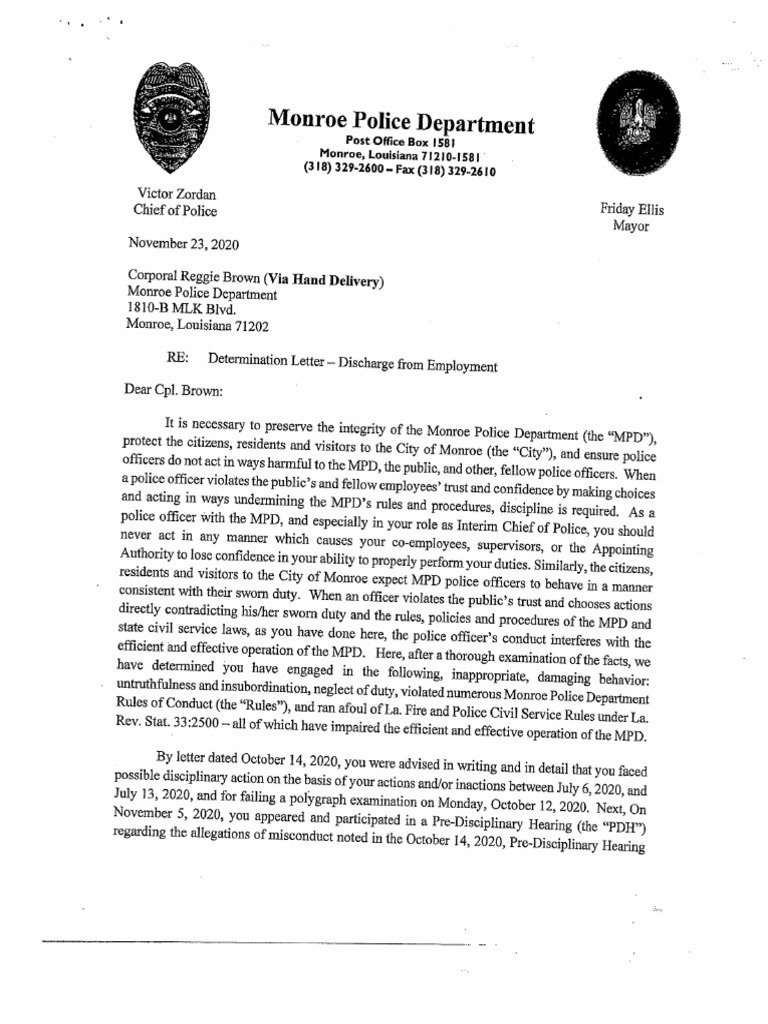 Reggie Brown Letter | PDF