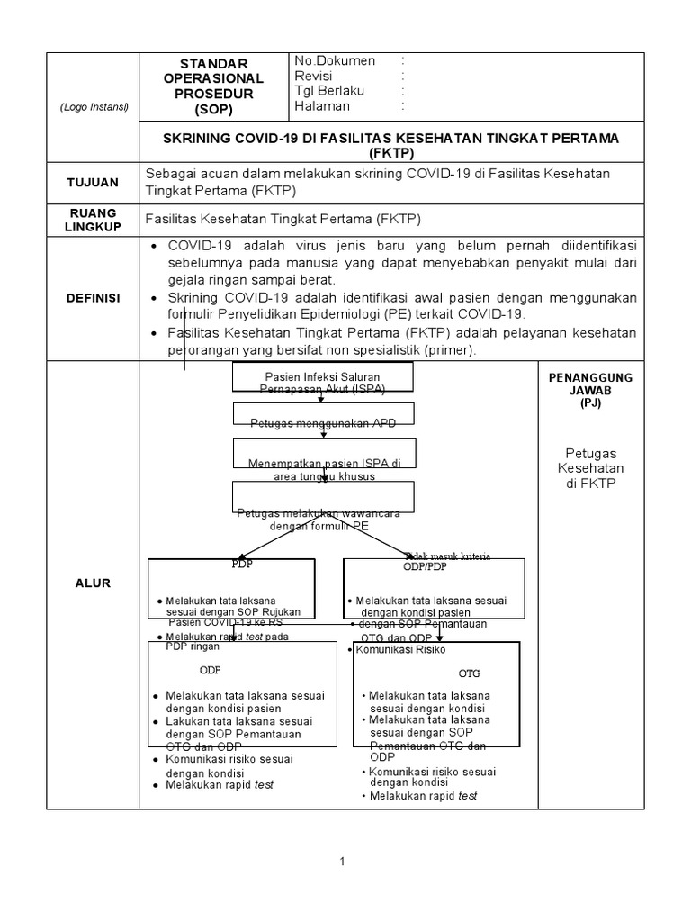 Sop 1 Skrining FKTP | PDF