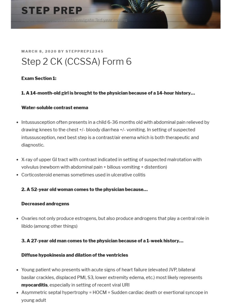 Step 2 CK Form 6 Exam Guide | PDF | Urinary Incontinence | Multiple Myeloma