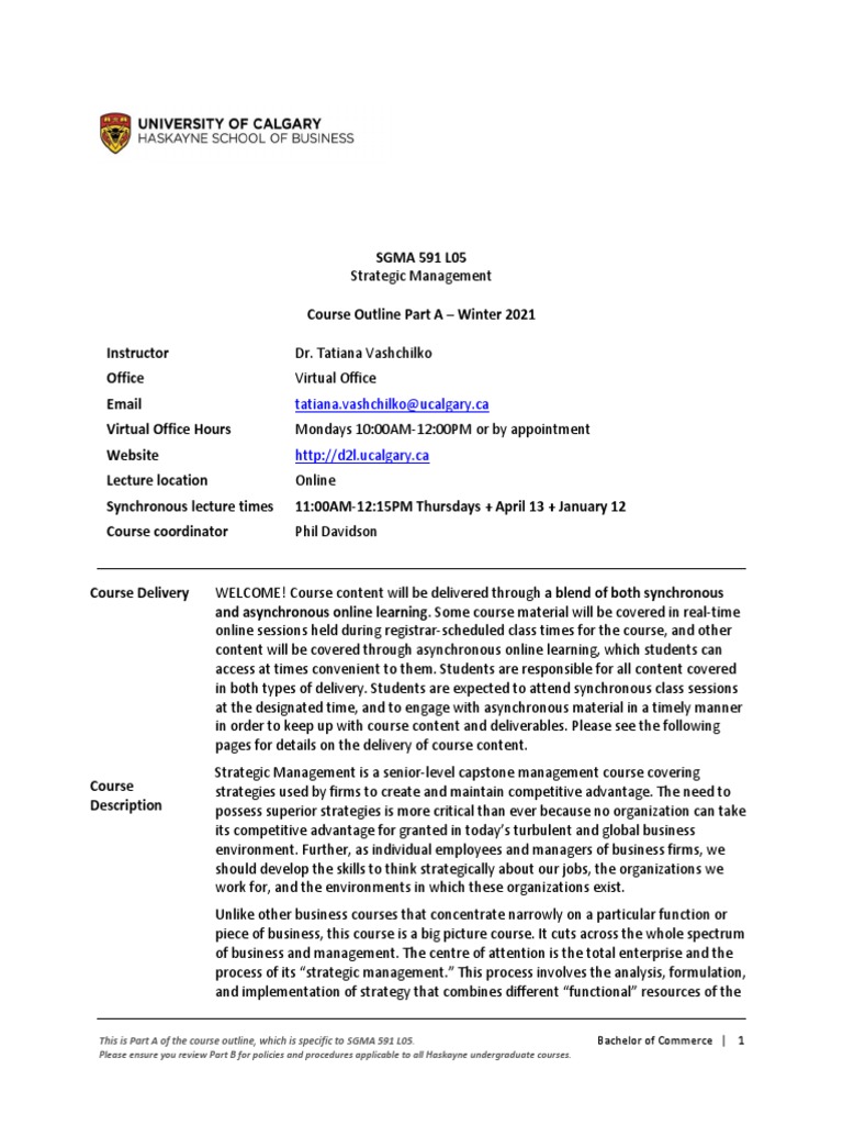 SGMA 591 - Outline | PDF | Strategic Management | Cognition