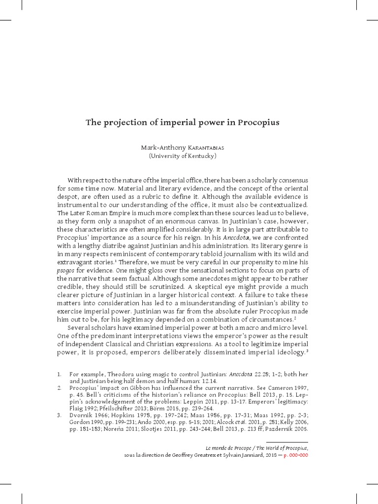 The Projection of Imperial Power in Procopius | PDF | Justinian I ...