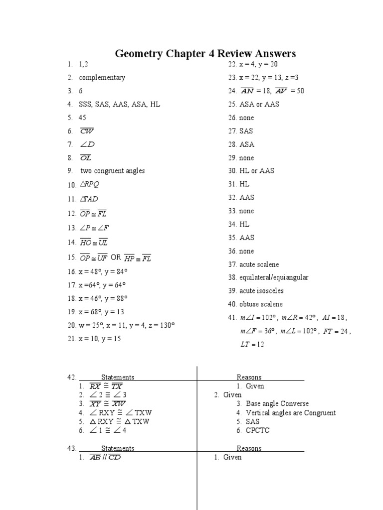 Geo CH 4 Test Review KEY | PDF | Triangle | Elementary Geometry