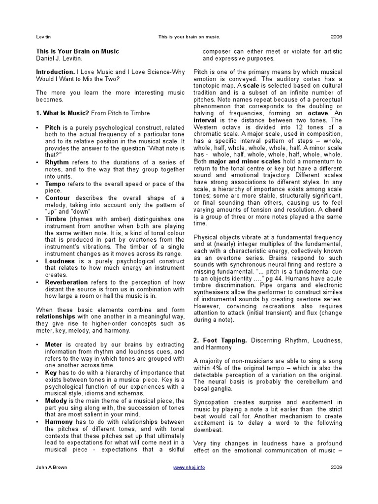 Levitin - This Is Your Brain On Music | PDF | Pitch (Music) | Scale (Music)