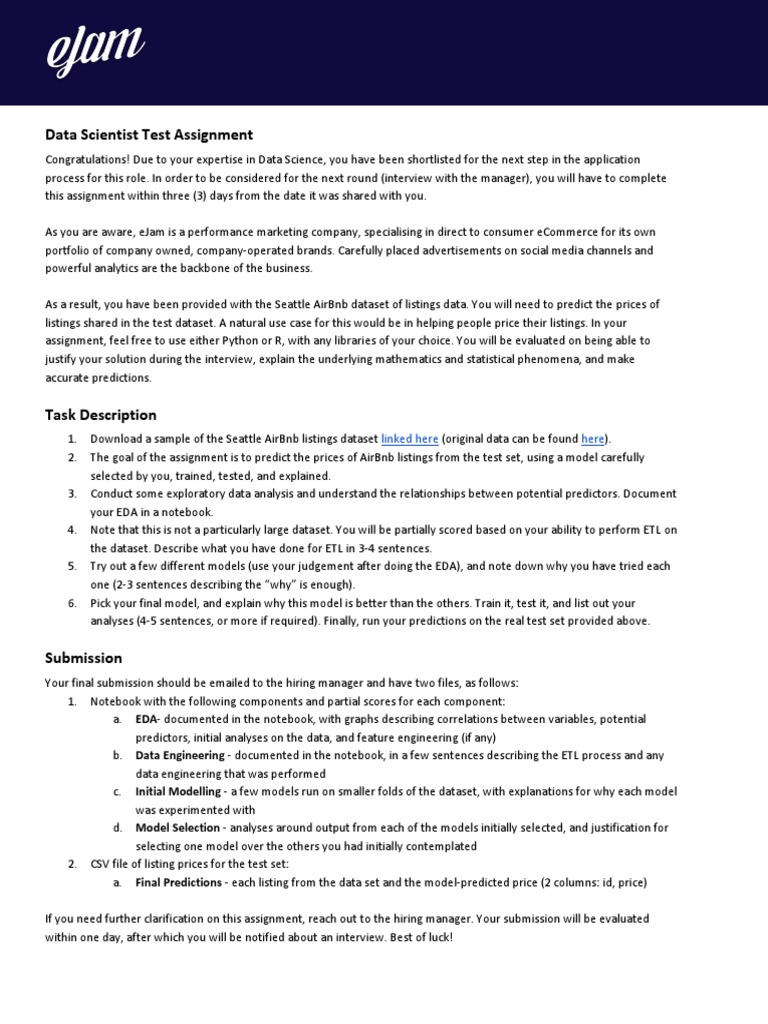 Data Scientist Test Task V2 | PDF | Data Science | Data Analysis