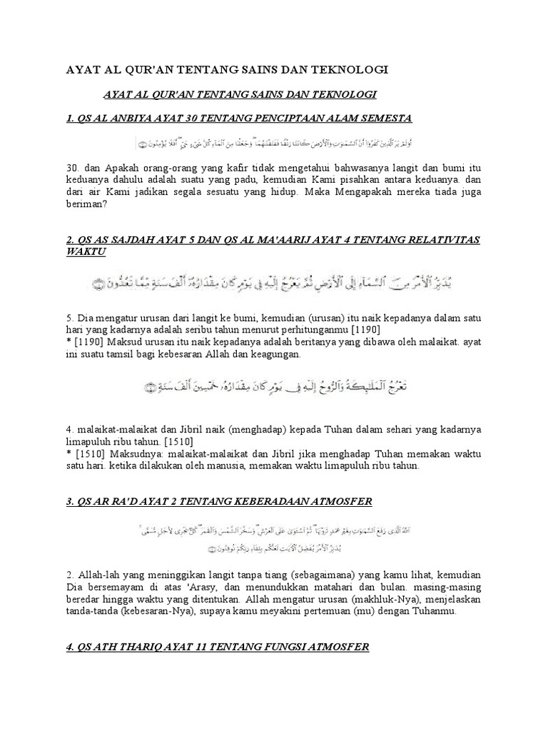 Ayat Al-Qur'an tentang Sains dan Teknologi | PDF | Sejarah