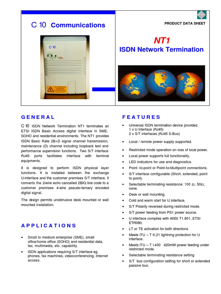 ISDN NT1 Network Termination Device | PDF | Telecommunications ...