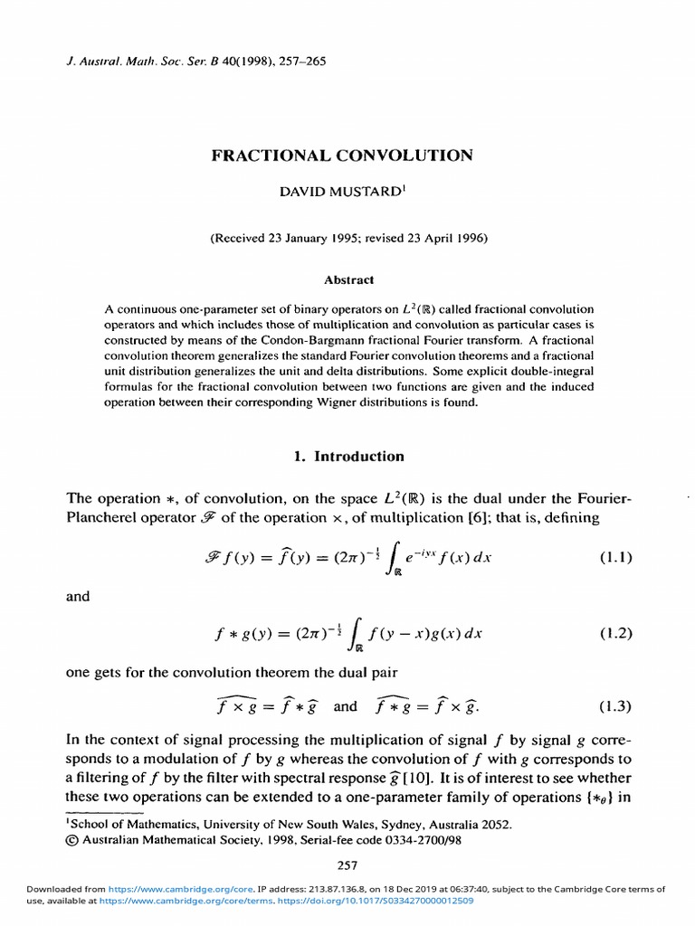 Fractional Convolution | PDF | Convolution | Fourier Transform