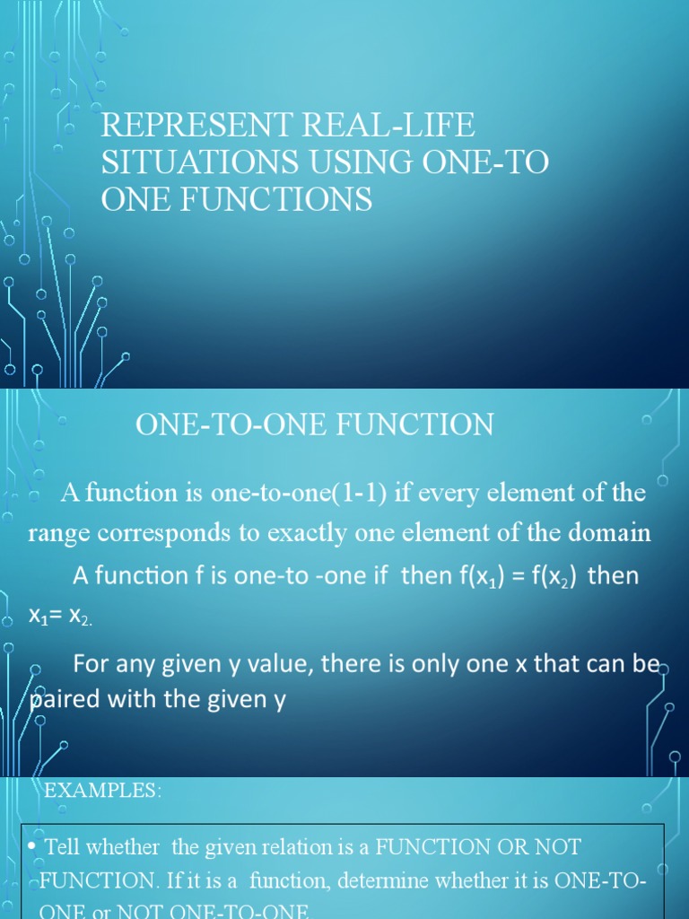 Represent Real-Life Situations Using One-To One Functions | PDF ...