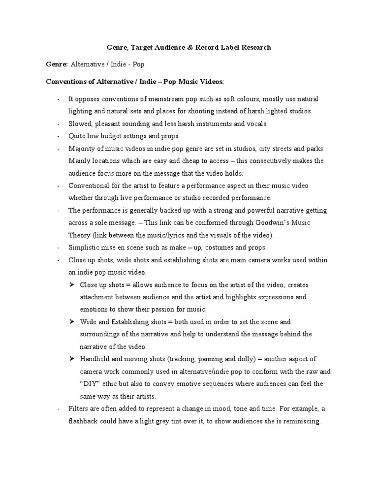 Genre Target Audience Record Label Research | PDF | Alternative Rock ...