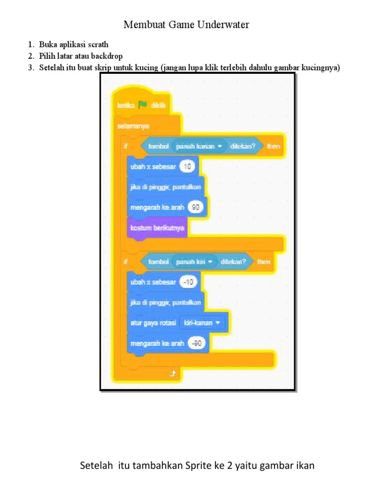 Tutorial Game Underwater di Scratch | PDF