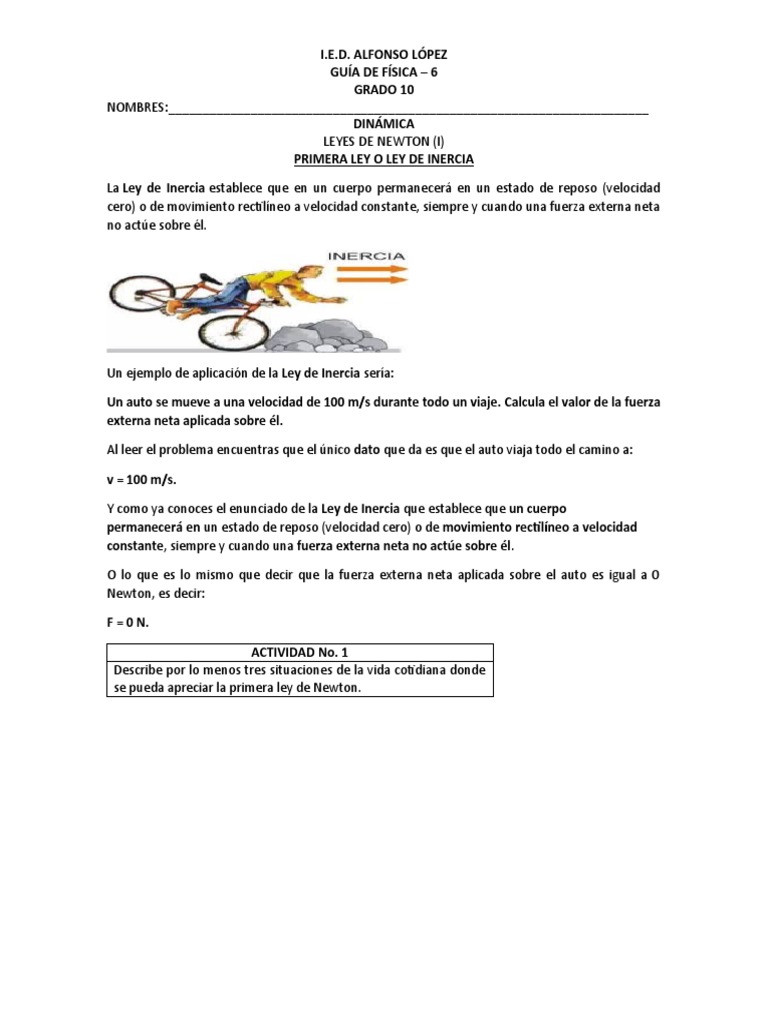 Guia 6 - Fis 10 | PDF | Las leyes del movimiento de Newton | Fuerza