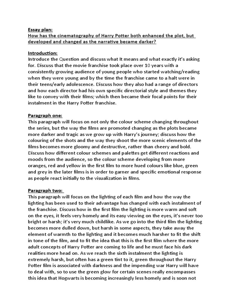 Essay Plan | PDF | Cinematography | Color