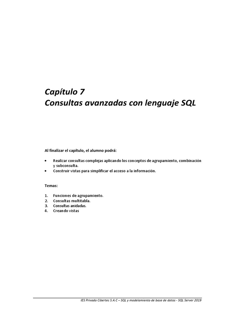 Consultas Avanzadas en SQL Server | PDF | SQL | Servidor SQL de Microsoft