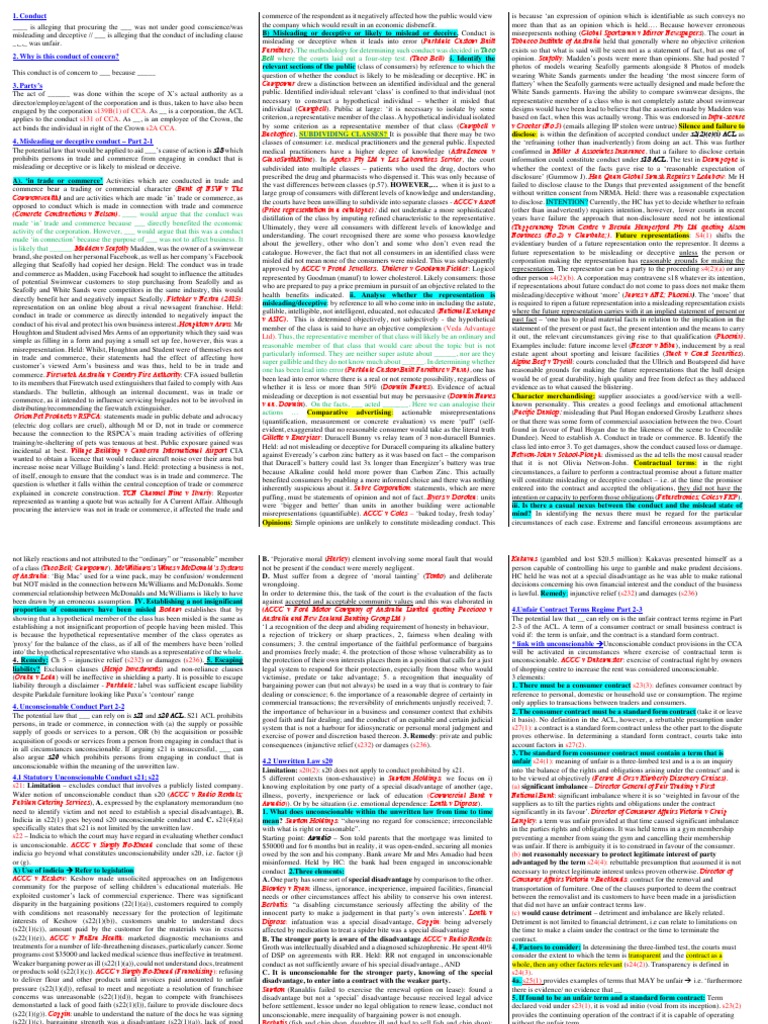 Consumer Law Cheat Sheet (Final) | PDF | Franchising | Business Law