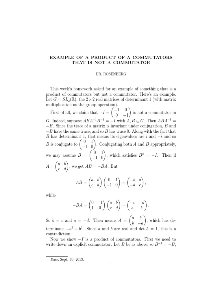 Commutator S | Download Free PDF | Determinant | Matrix (Mathematics)