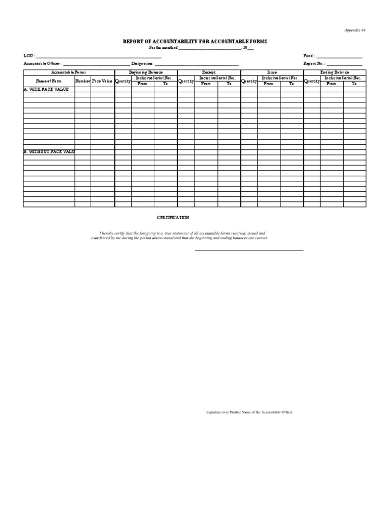 Accountability Report for Forms | PDF