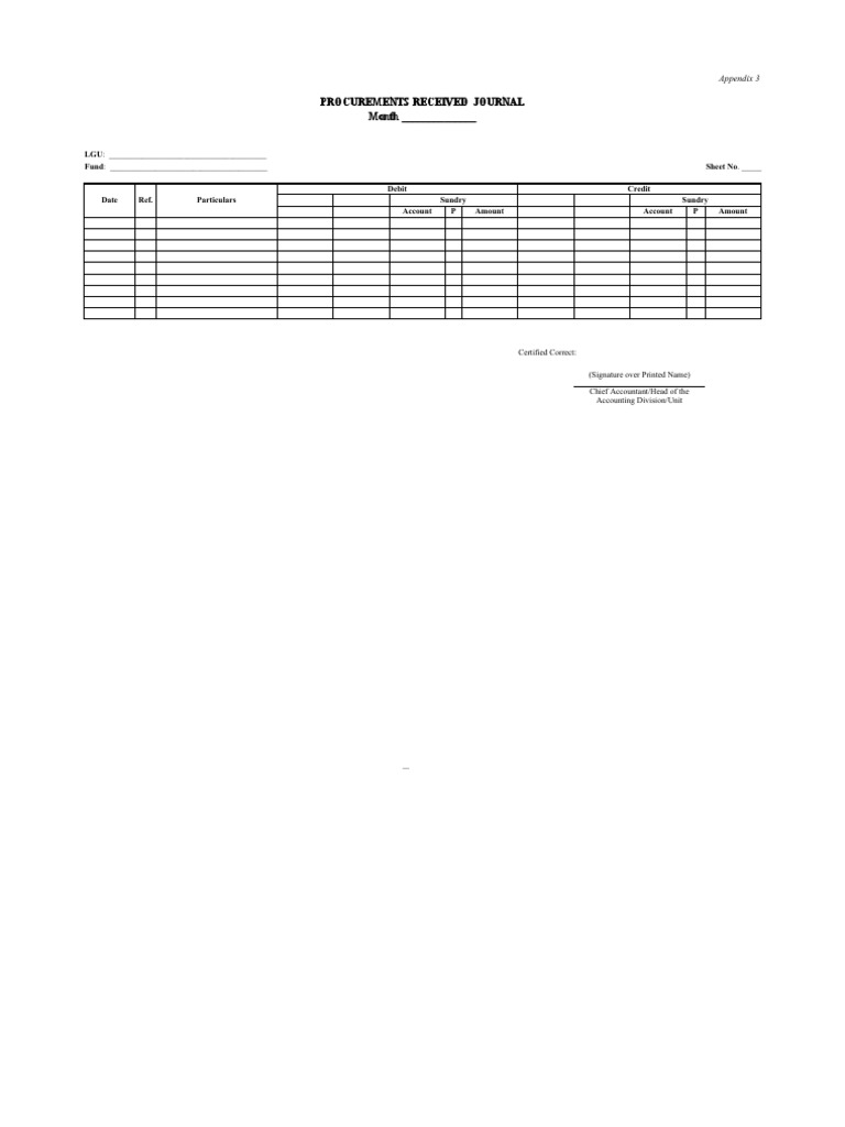 Appendix 3 - Procurement Received Journal | PDF