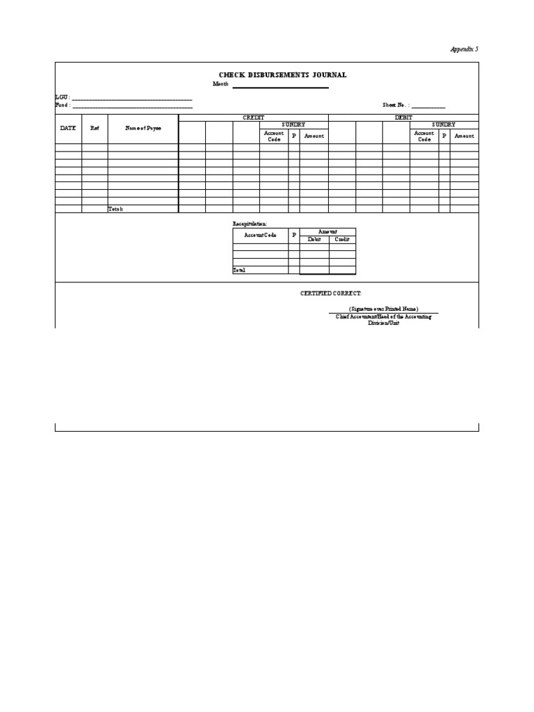 Appendix 5 - Check Disbursement Journal | PDF