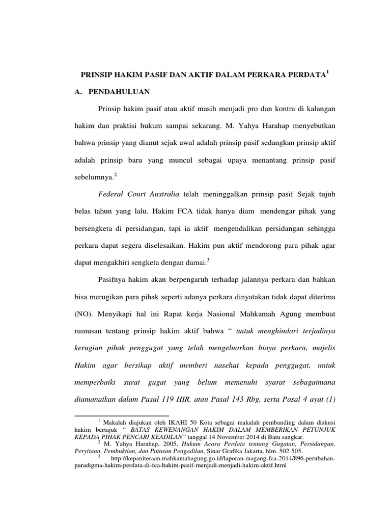 Prinsip Hakim Pasif Dan Aktif Dalam Perkara Perdata | PDF