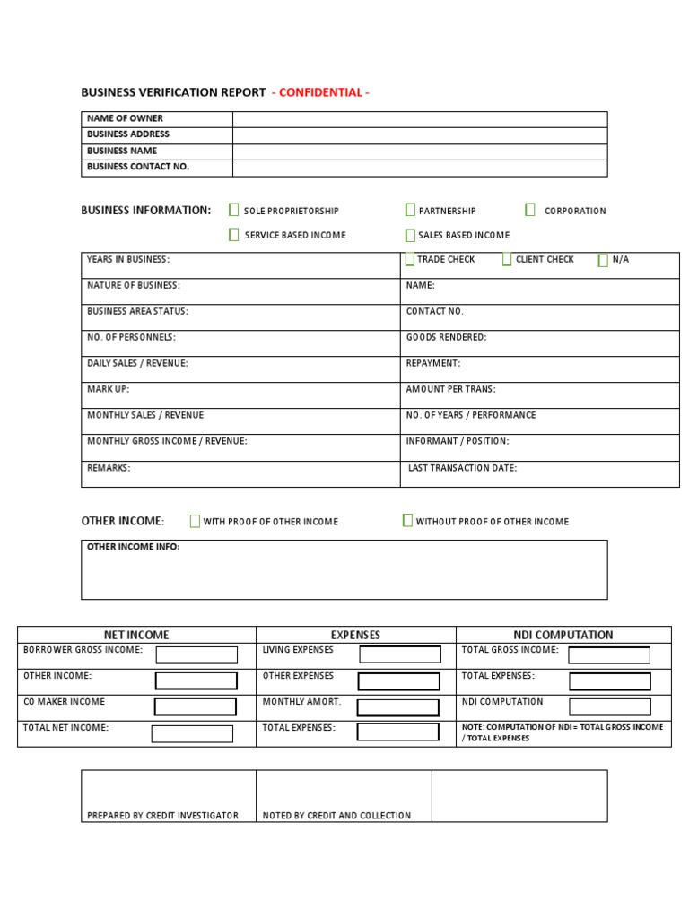 Business Verification Report: - Confidential | PDF