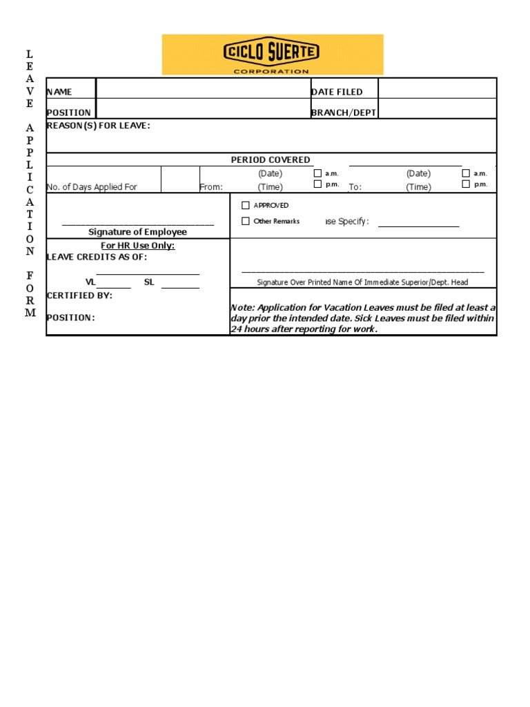 Leave Form - Ciclo-1 | PDF