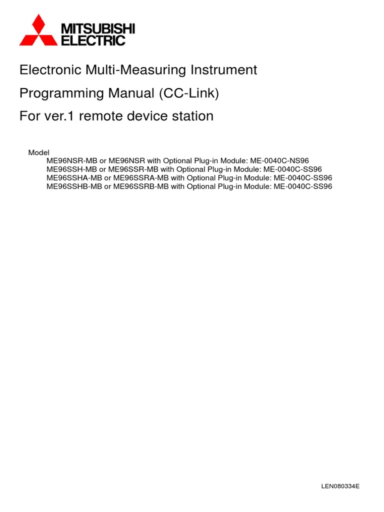 Electronic Multi-Measuring Instrument Programming Manual (CC-Link) For ...