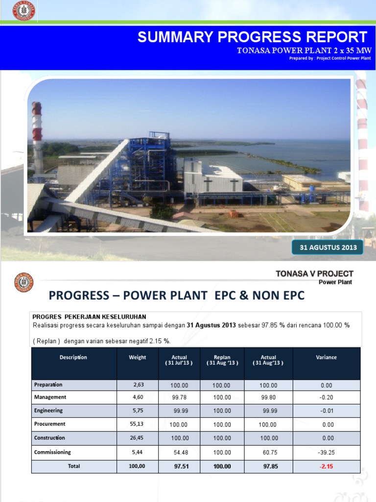 Summary Progress Report 30 Agustus 2013 | PDF | Gas Technologies | Energy Technology