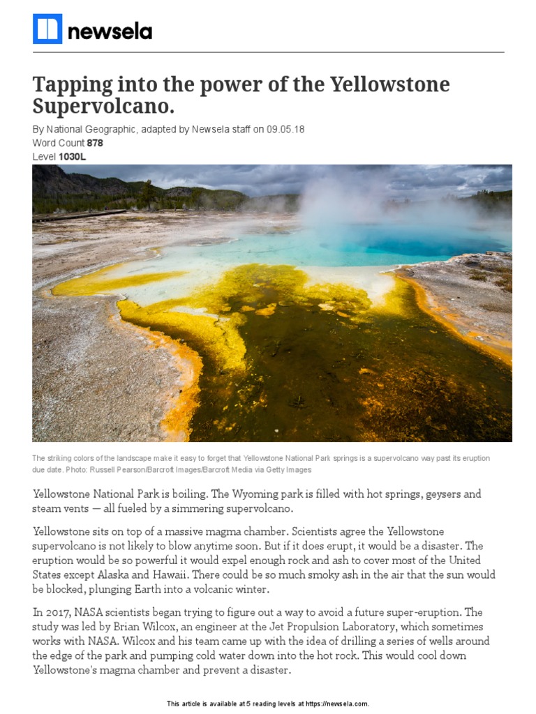 Yellowstone Supervolcano: Risks and Solutions | PDF | Geothermal Energy ...