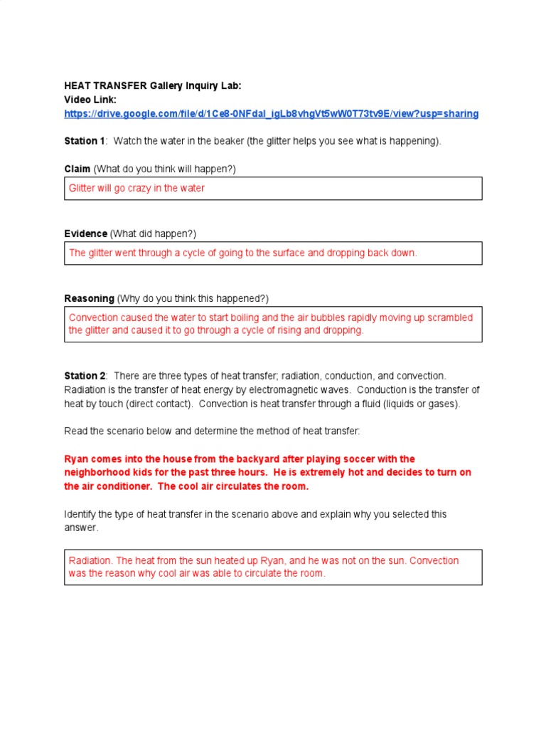 Heat Transfer Inquiry Lab Activities | PDF | Heat Transfer | Convection
