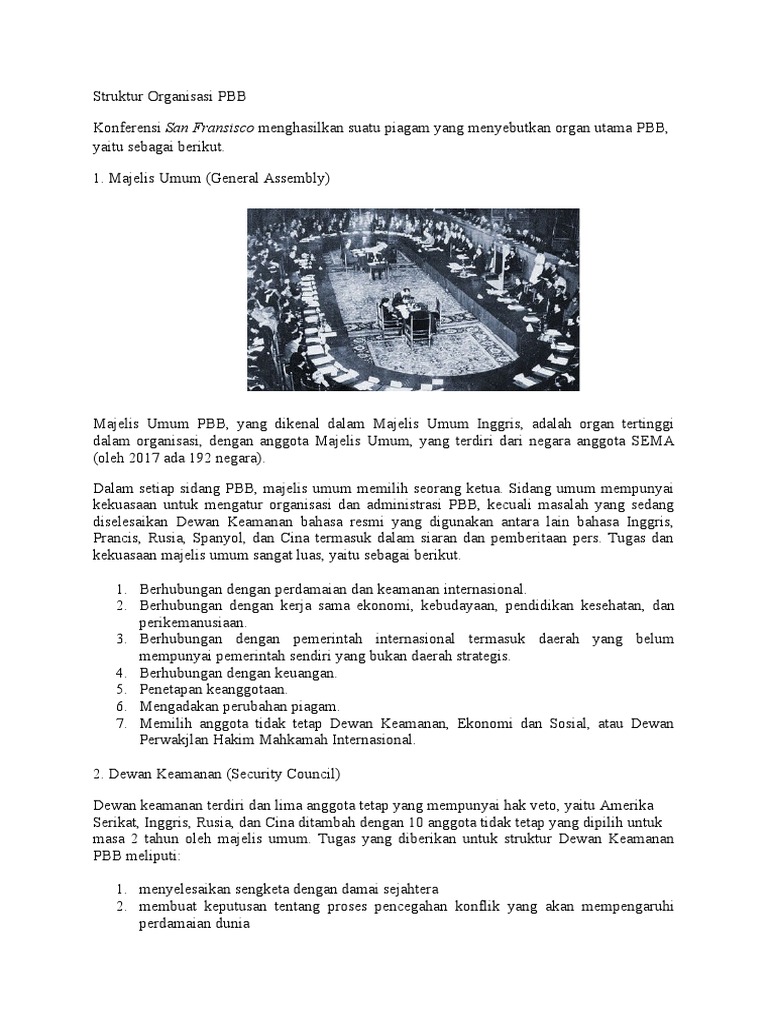 Struktur Organisasi PBB | PDF