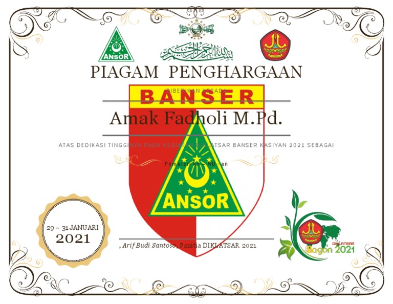 Piagam Penghargaan Banser | PDF