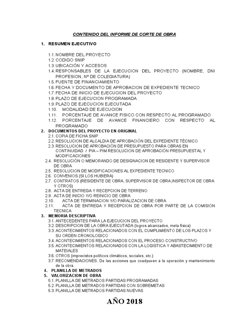 Formato Corte de Obra | PDF