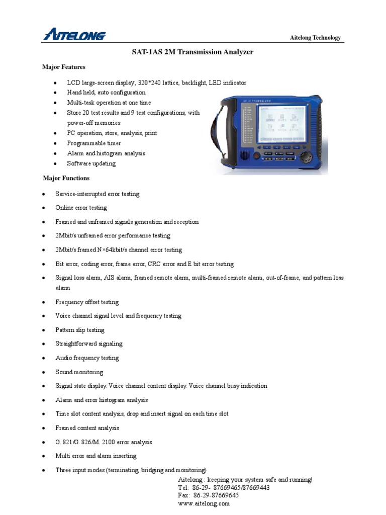 SAT-1AS 2M Transmission Analyzer | PDF | Personal Computers ...