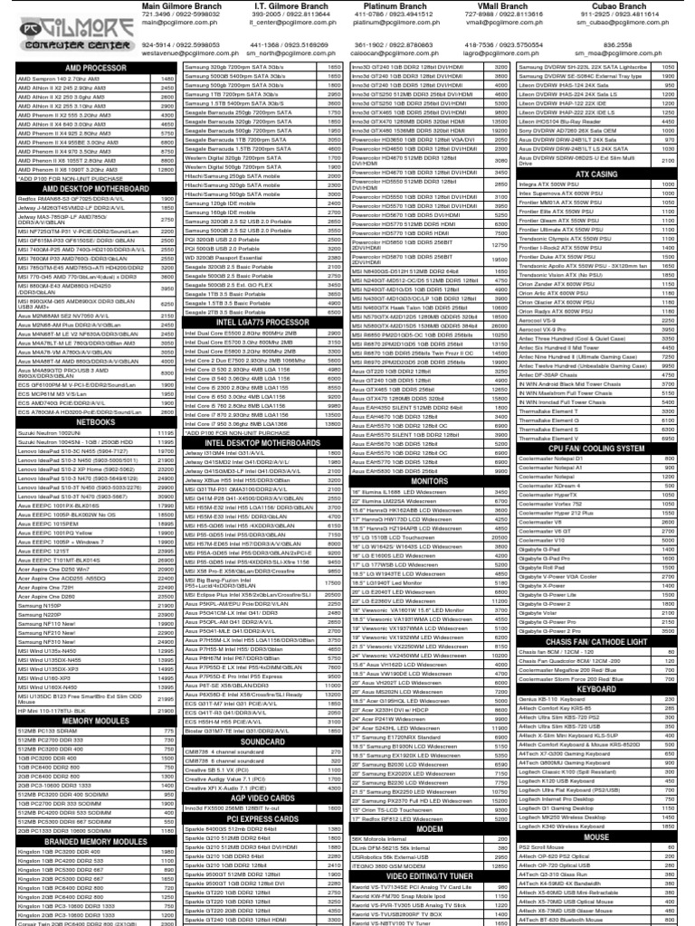 PC Hardware Price List | PDF | Advanced Micro Devices | Usb Flash Drive