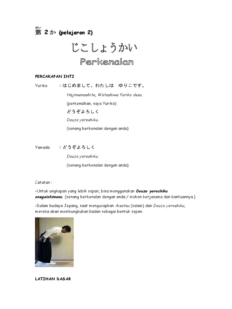 Pertemuan 2 - Jikoshokai | PDF