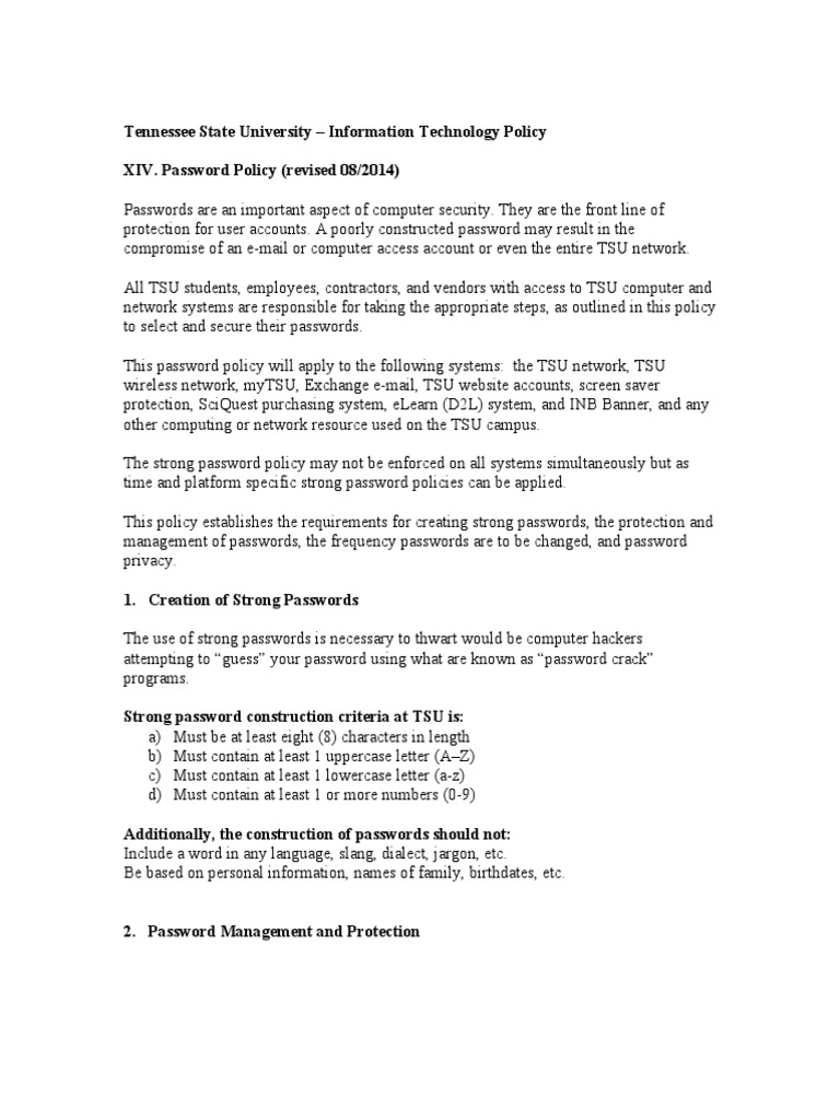 Final Password Policy | PDF | Password | Computer Network