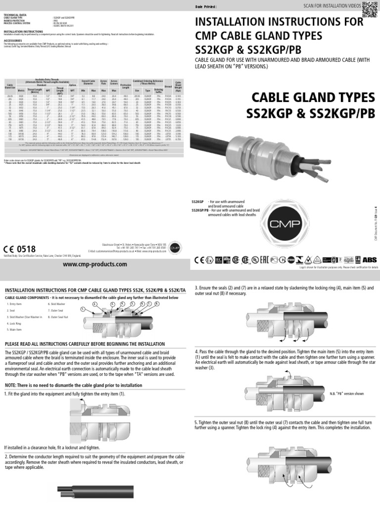 CMP Cable Gland Installation Guide | PDF | Manufactured Goods ...