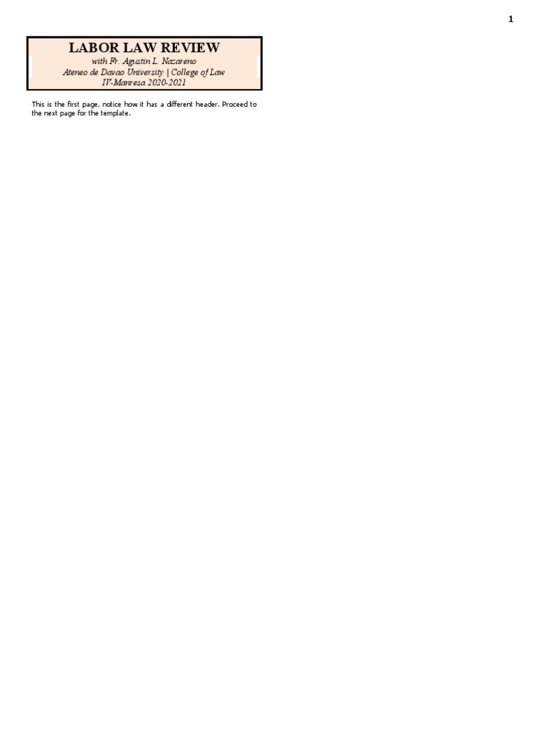 Labor Law Review TSN Template and Sample | PDF | Civil Rights Act Of ...